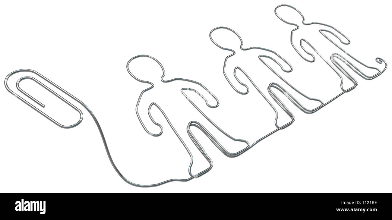 Metal paperclip figures triple office supplies isolated, 3d ...