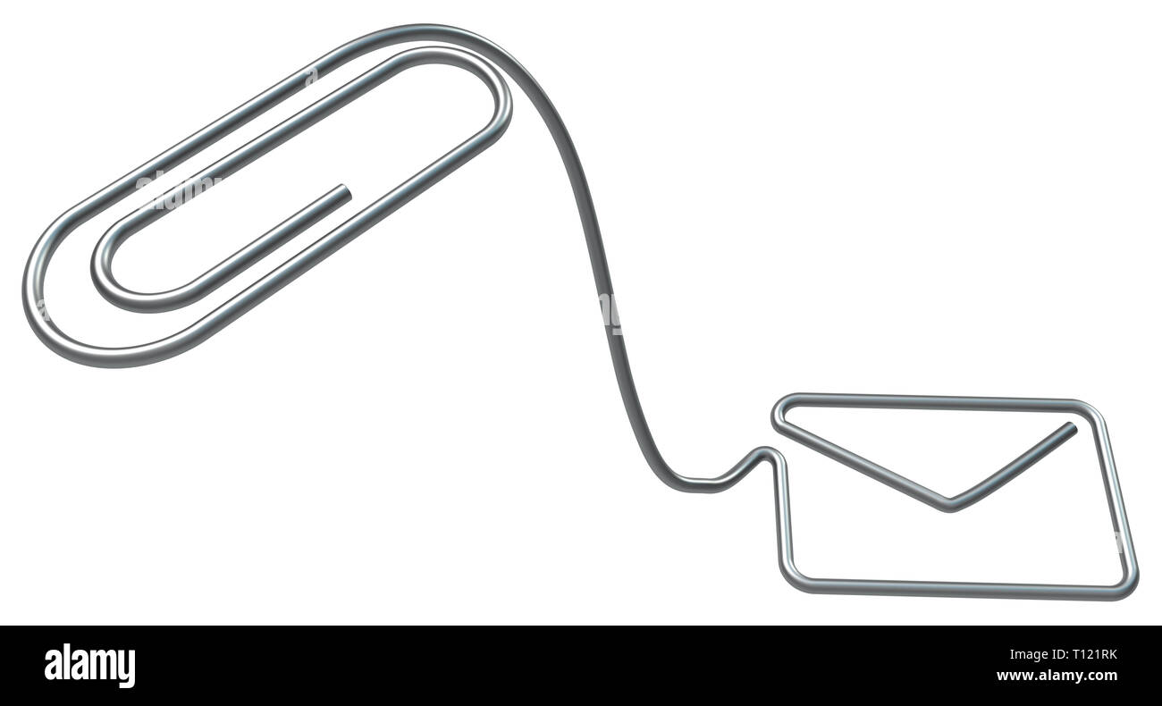 Metal paperclip mail shape bent office supplies isolated, 3d ...