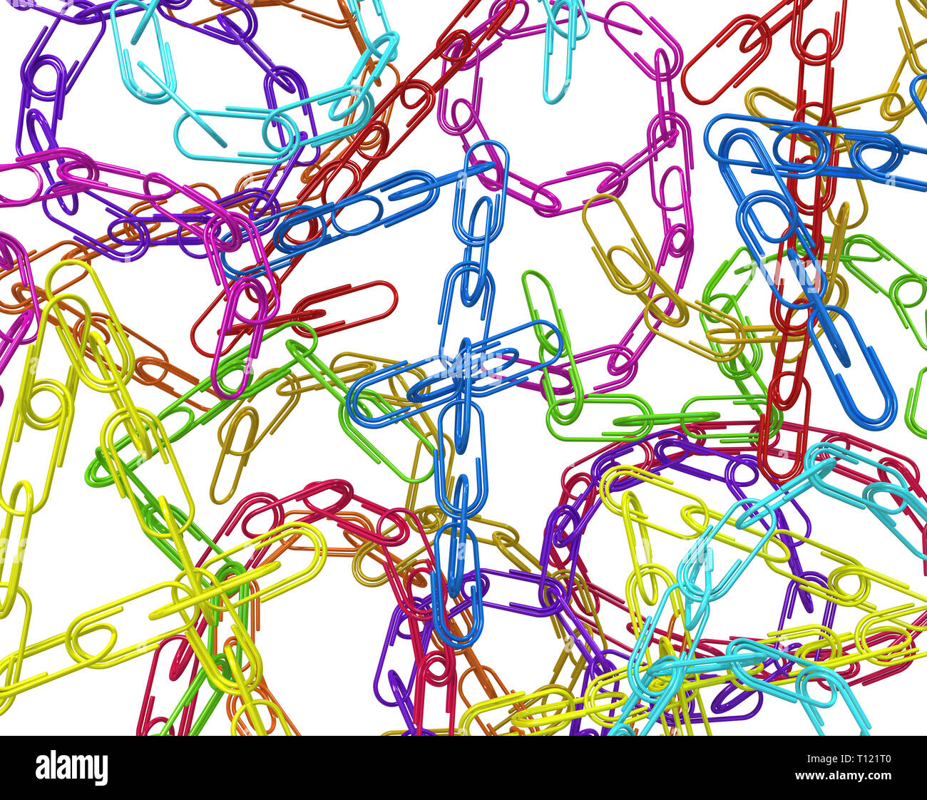 Metal paperclip color numbers office supplies, 3d illustration ...