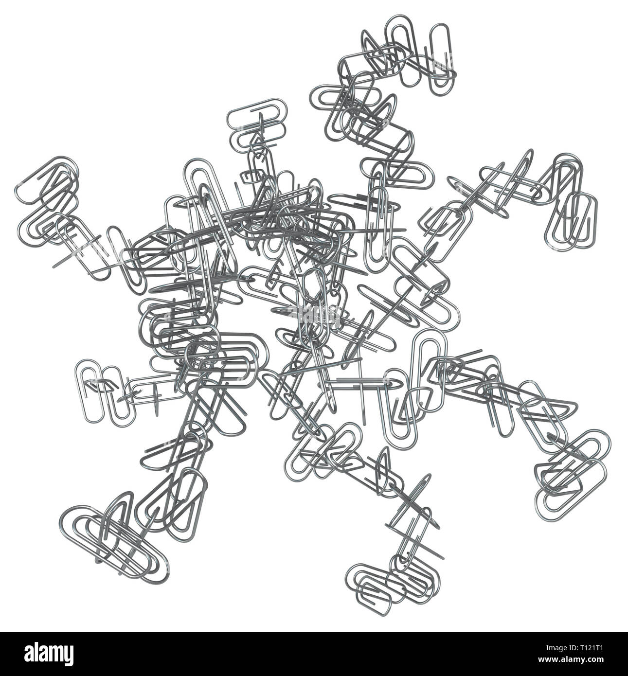 Metal paperclip construct abstract office supplies isolated, 3d ...