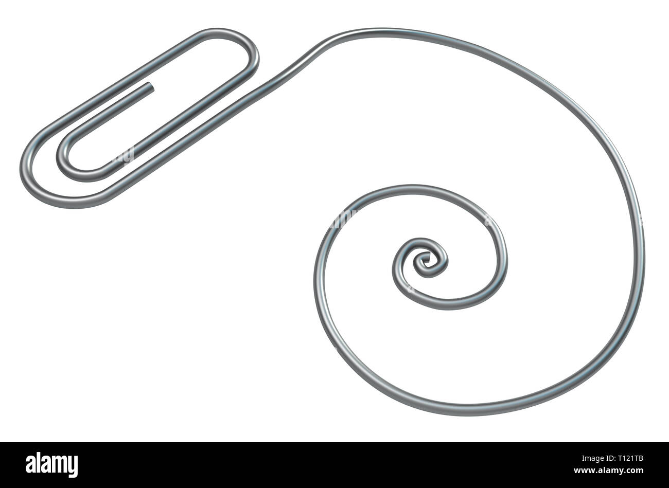 Metal paperclip spiral shape bent office supplies isolated, 3d ...