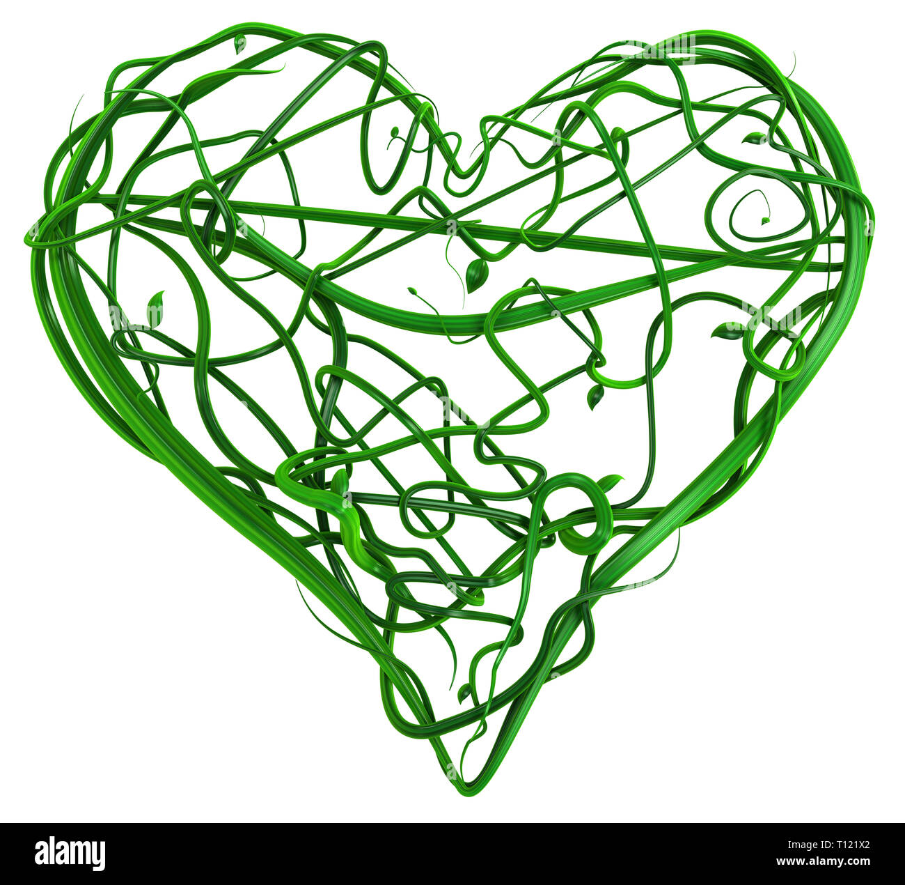 Plant vines green growing twisting forming heart shape Valentine, 3d ...