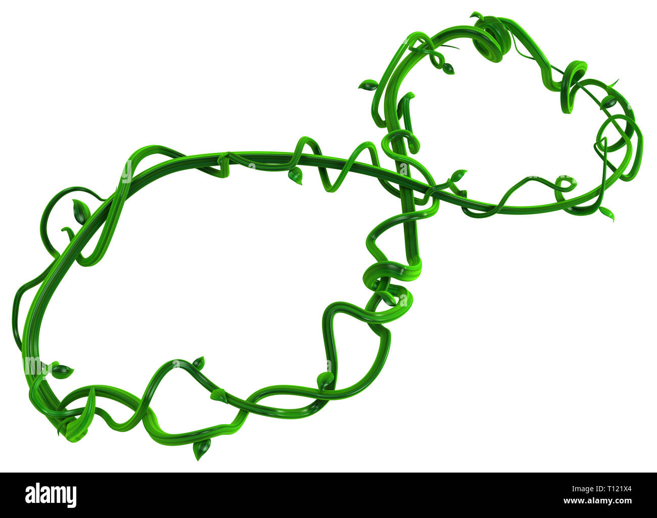 Plant vines green growing twisting infinite loop, 3d illustration ...