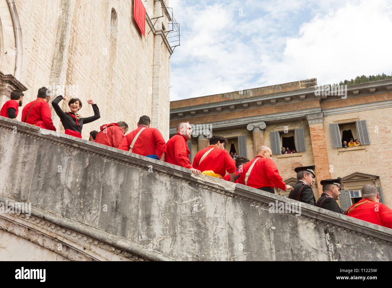GUBBIO, ITALY - MAY 15 2016 - Getting ready to welcome the the Ceri ...
