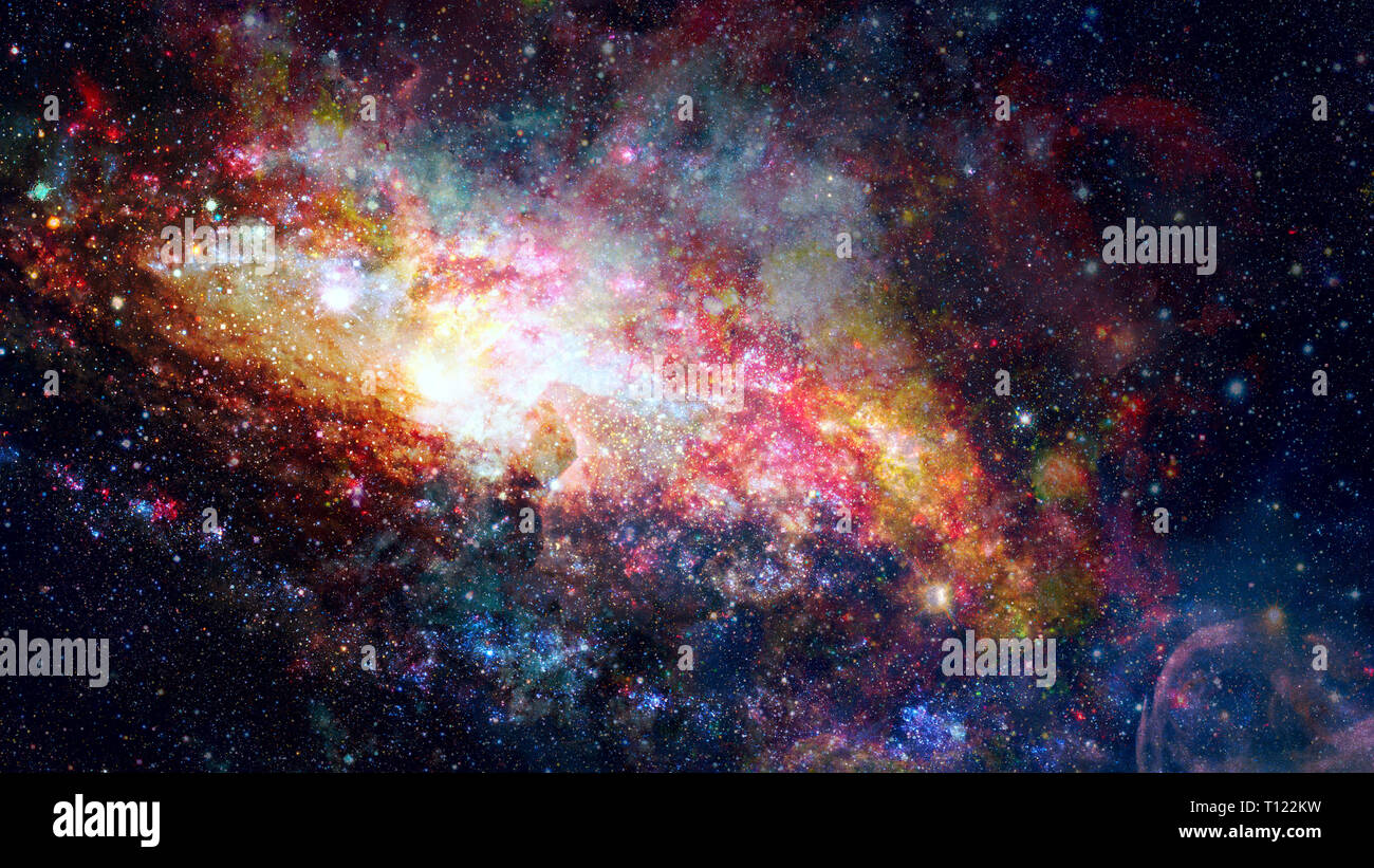 Colored clouds in nebula. Combined version of Hubble space telescope ...