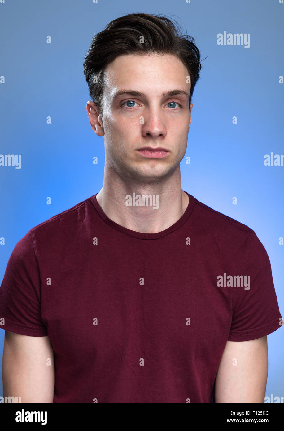 portrait series of a young white man with different facial expressions ...