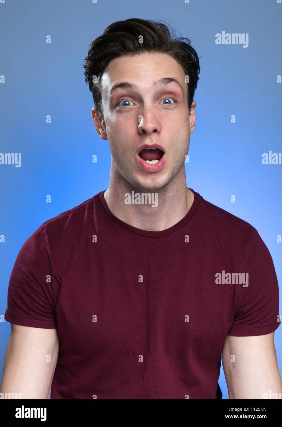 portrait series of a young white man with different facial expressions ...