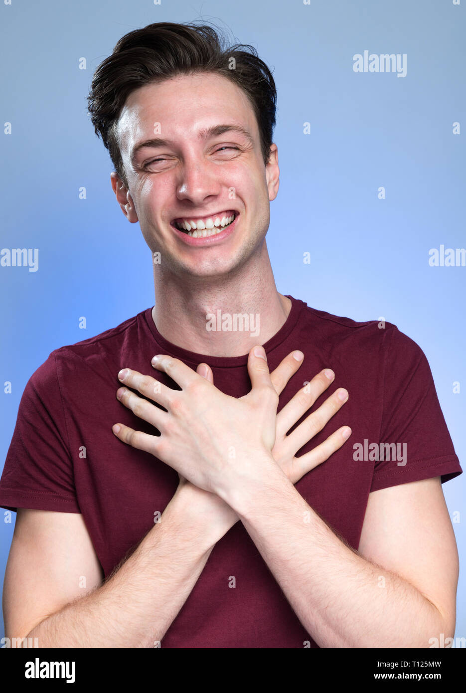 portrait series of a young white man with different facial expressions ...