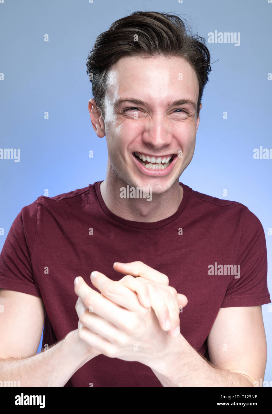 portrait series of a young white man with different facial expressions ...