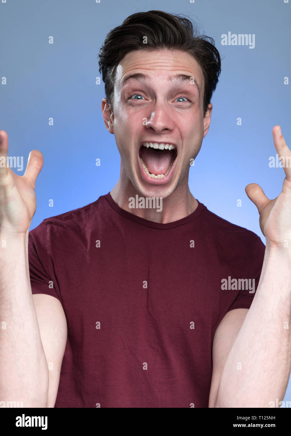 portrait series of a young white man with different facial expressions ...