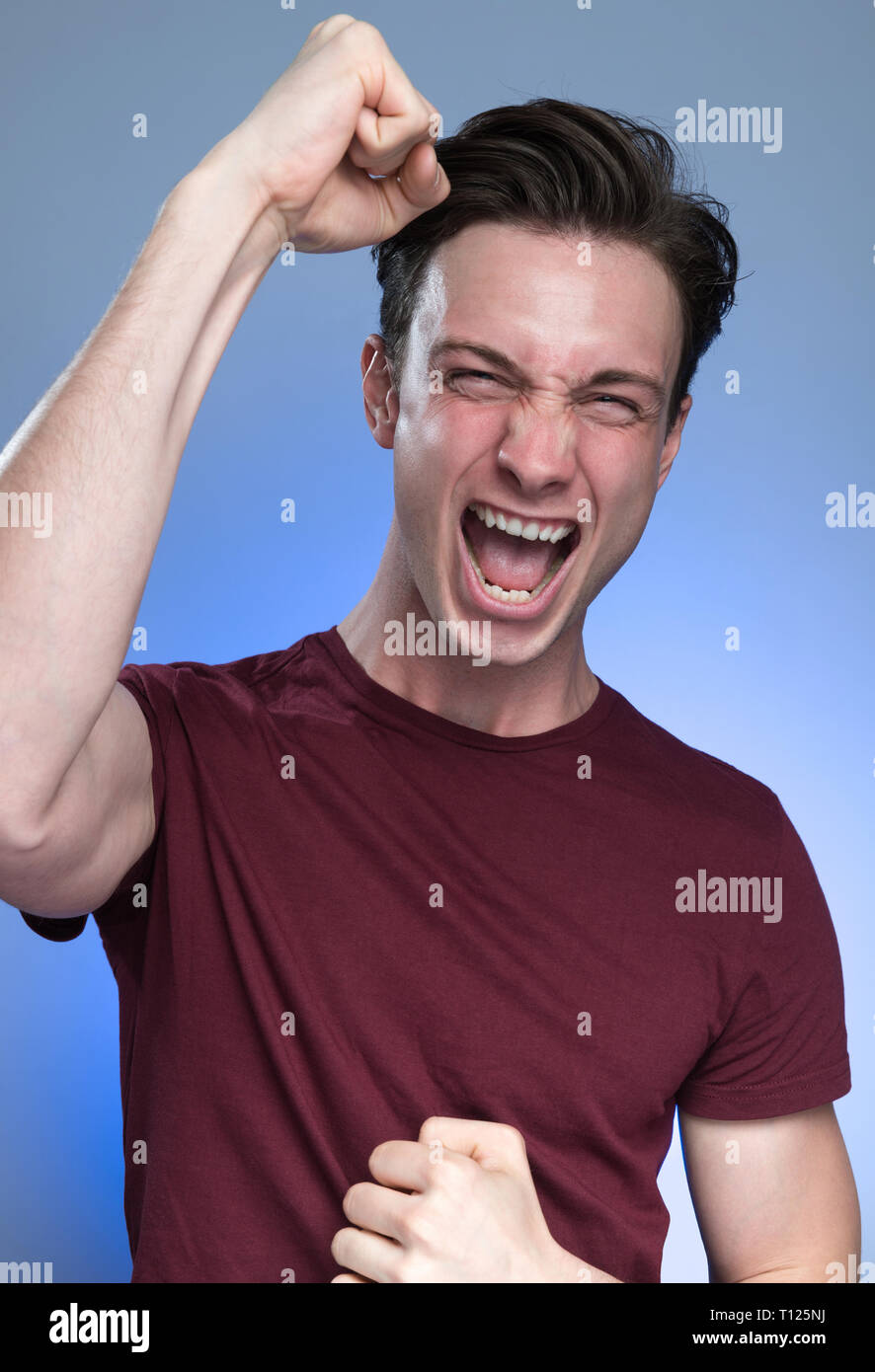 portrait series of a young white man with different facial expressions ...