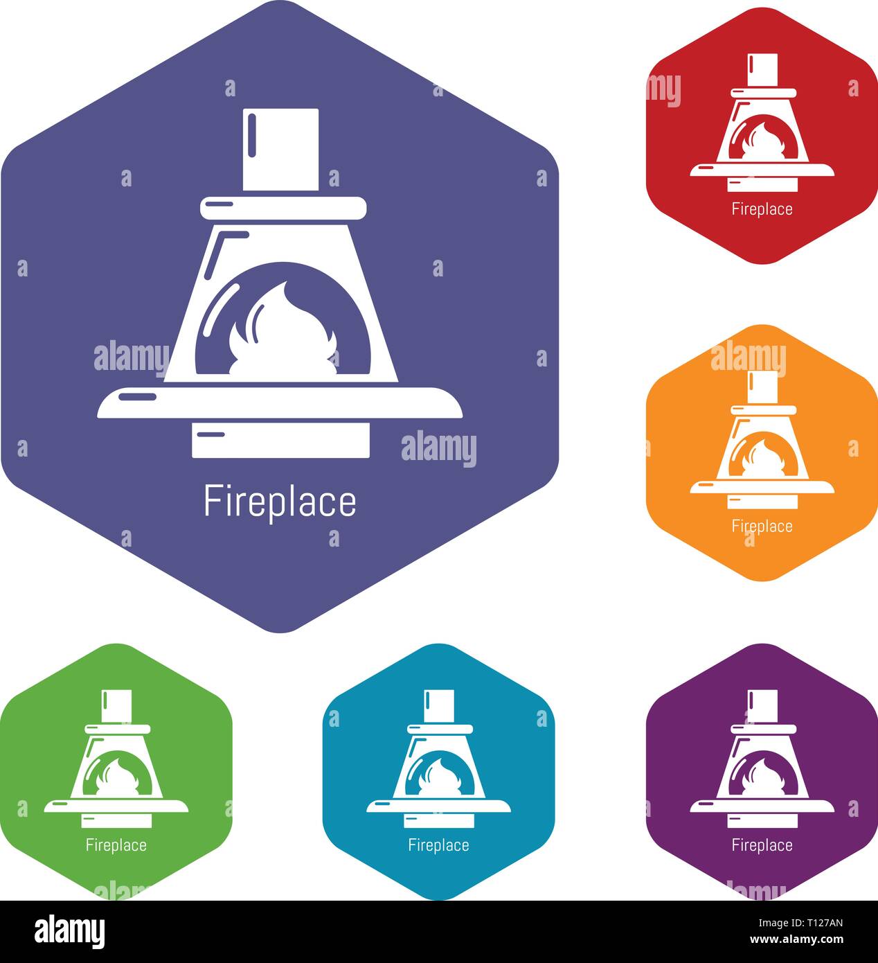 Fireplace icons vector hexahedron Stock Vector Image & Art - Alamy