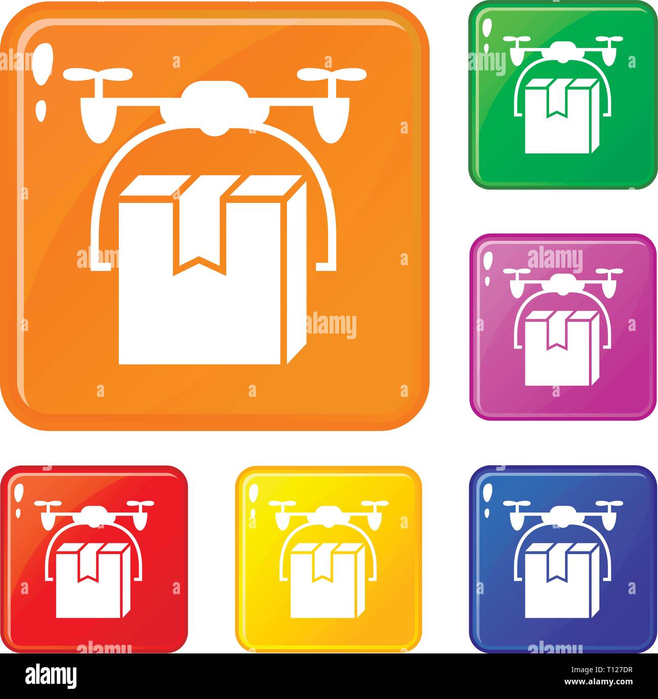 Drone box delivery icons set vector color Stock Vector Image & Art - Alamy