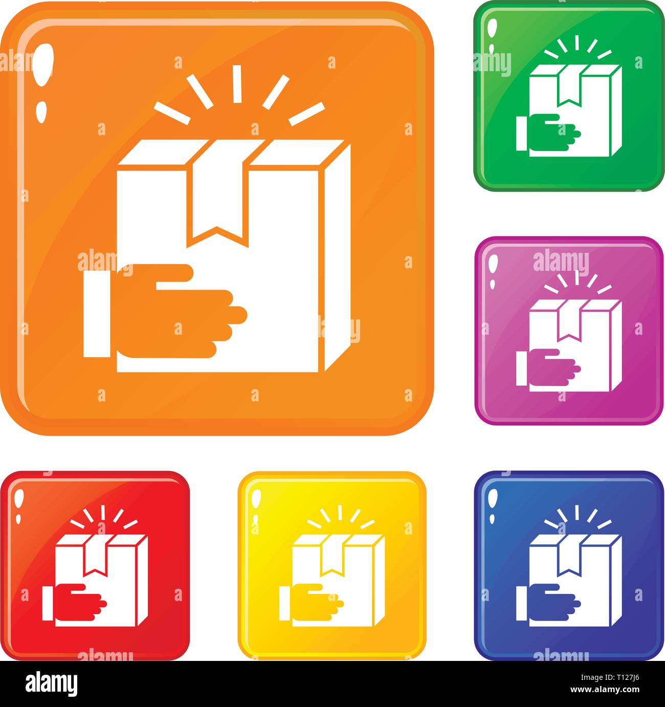Hand delivery box icons set vector color Stock Vector Image & Art - Alamy