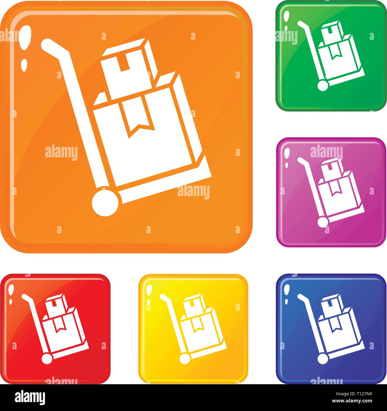 Delivery box cart icons set vector color Stock Vector Image & Art - Alamy