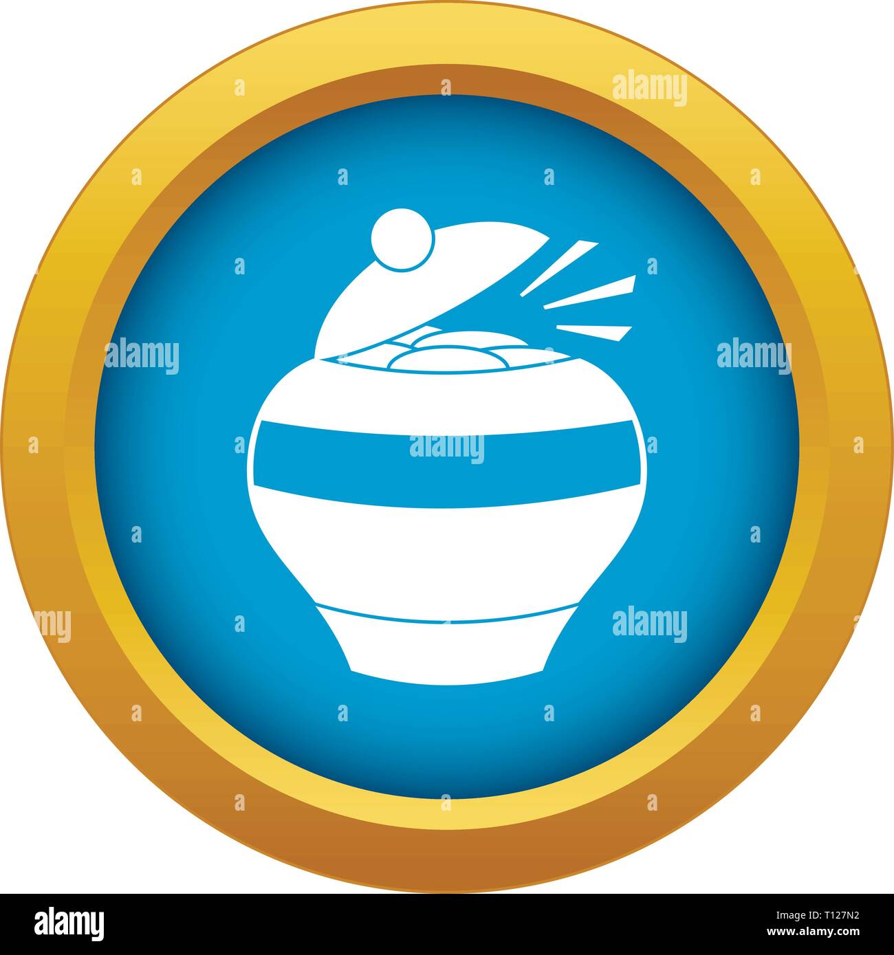 Pot full of gold coins icon blue vector isolated Stock Vector Image ...