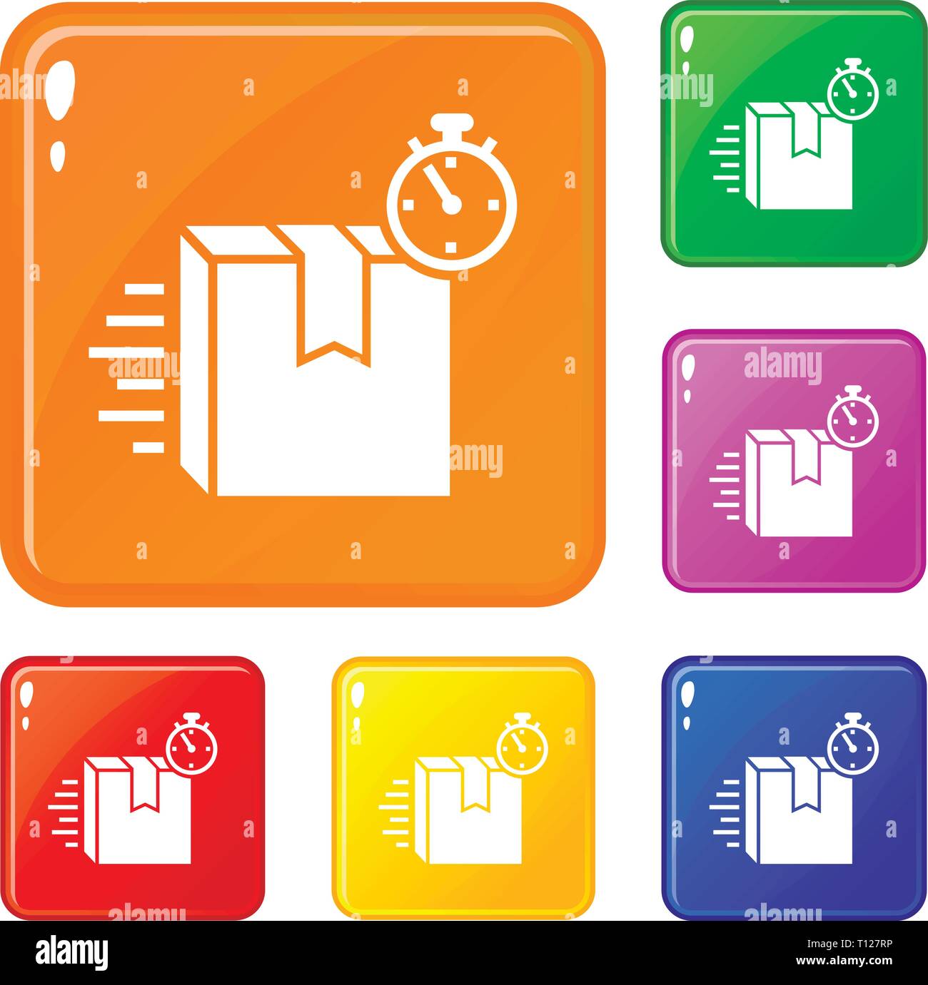 Speed delivery box icons set vector color Stock Vector Image & Art - Alamy