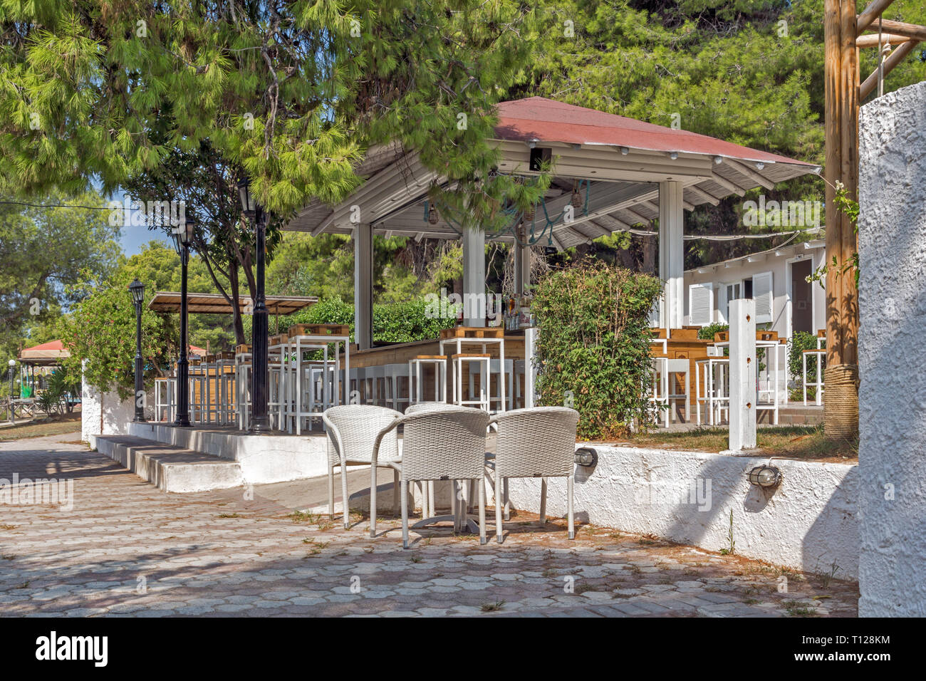 Park at Metamorfosi Beach at Sithonia peninsula, Chalkidiki, Central ...