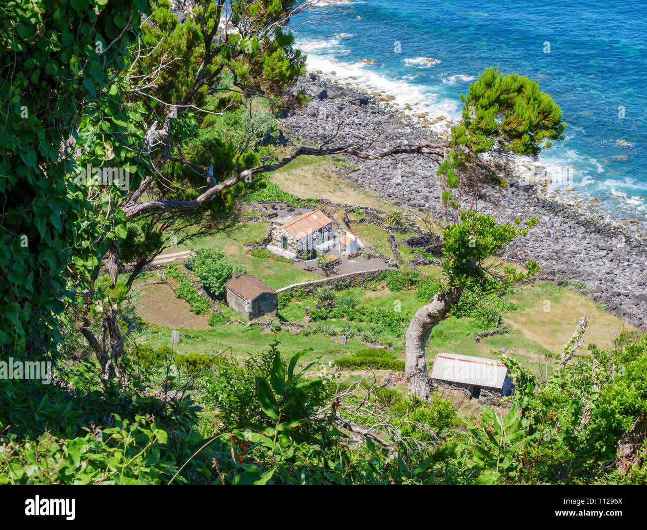 Cultural image of traditional stone house on the coastline of the ...