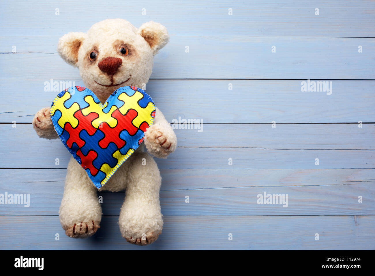 World Autism Awareness day, mental health care concept with teddy bear ...