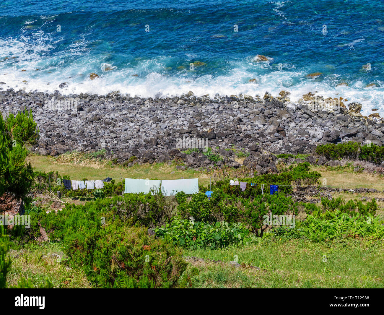 Cultural image of traditional stone house on the coastline of the ...