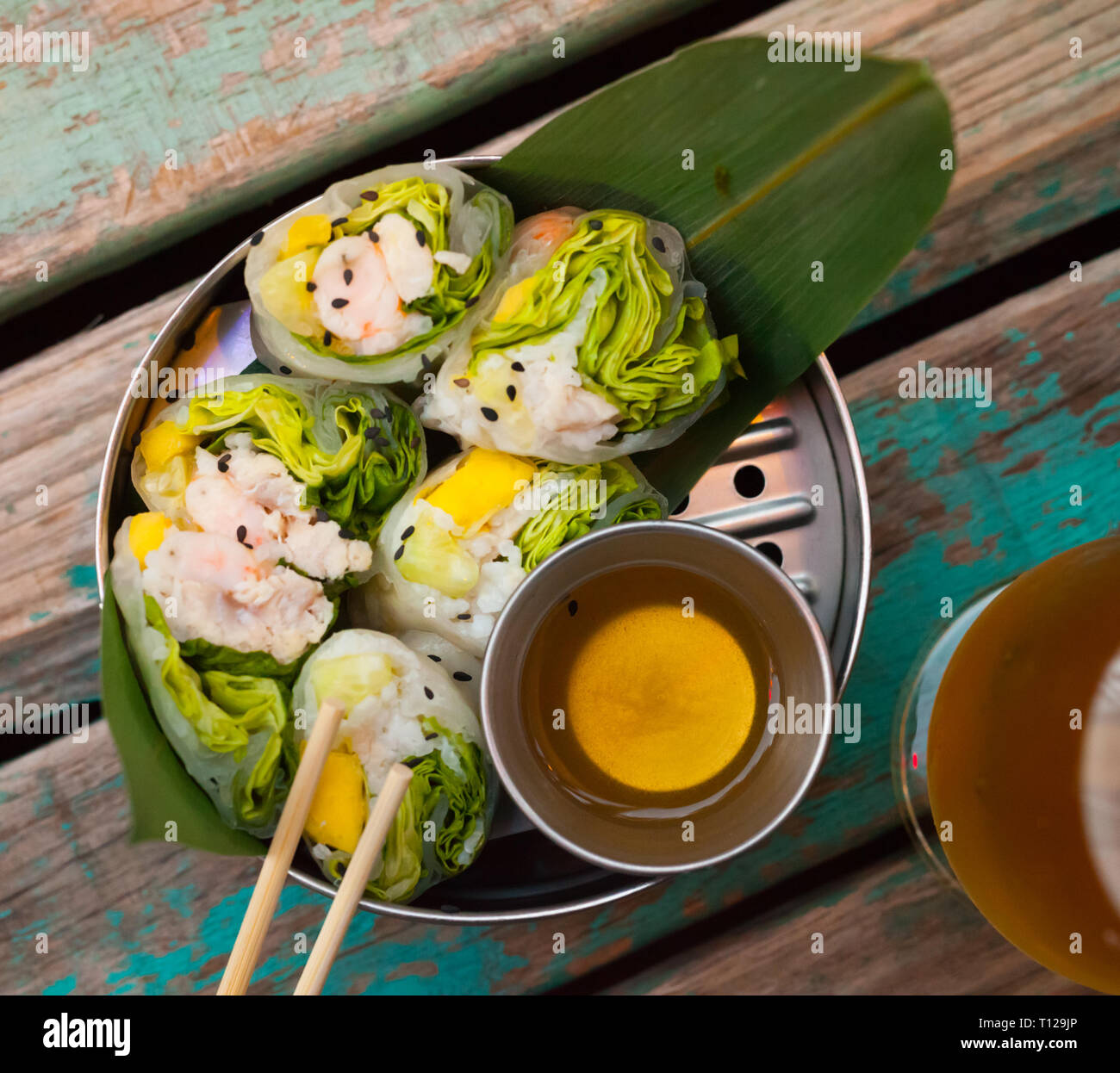 Image of ceviche rolls from white fish with rice paper in vietnamese ...