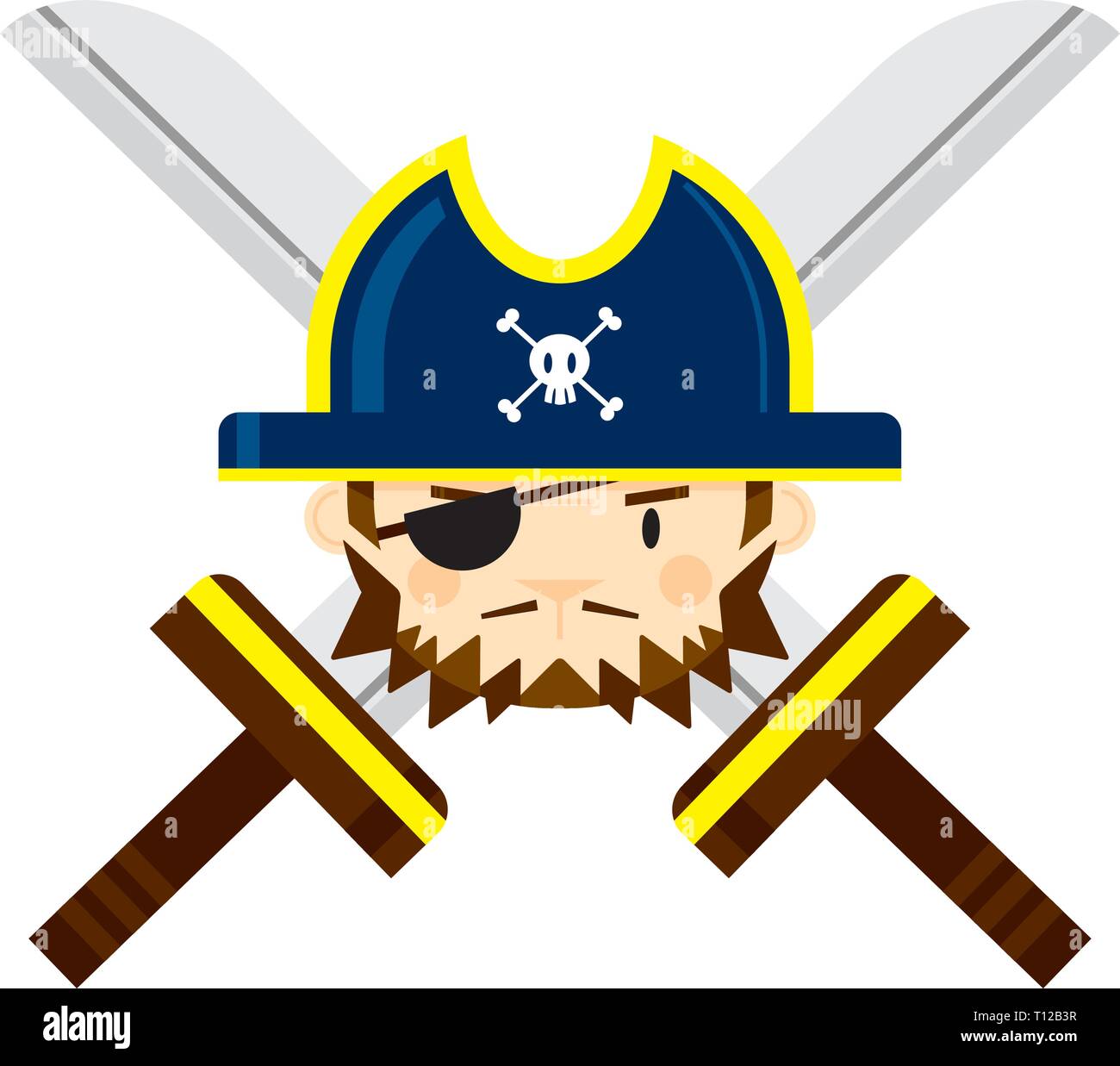 Cartoon Eye Patch Pirate Captain with Crossed Swords Stock Vector Image ...