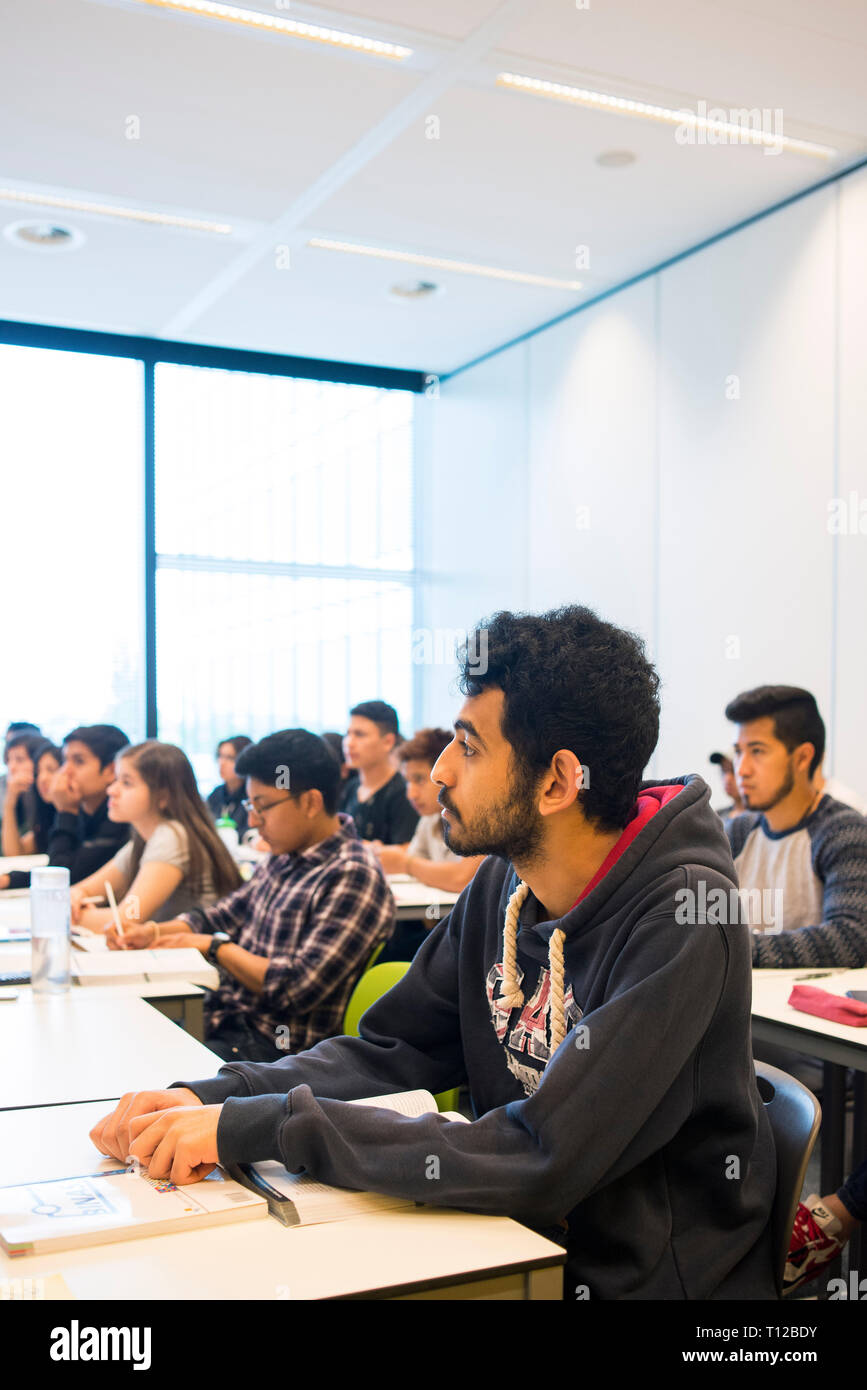 A busy classroom full of multicultural students during a lesson Stock ...