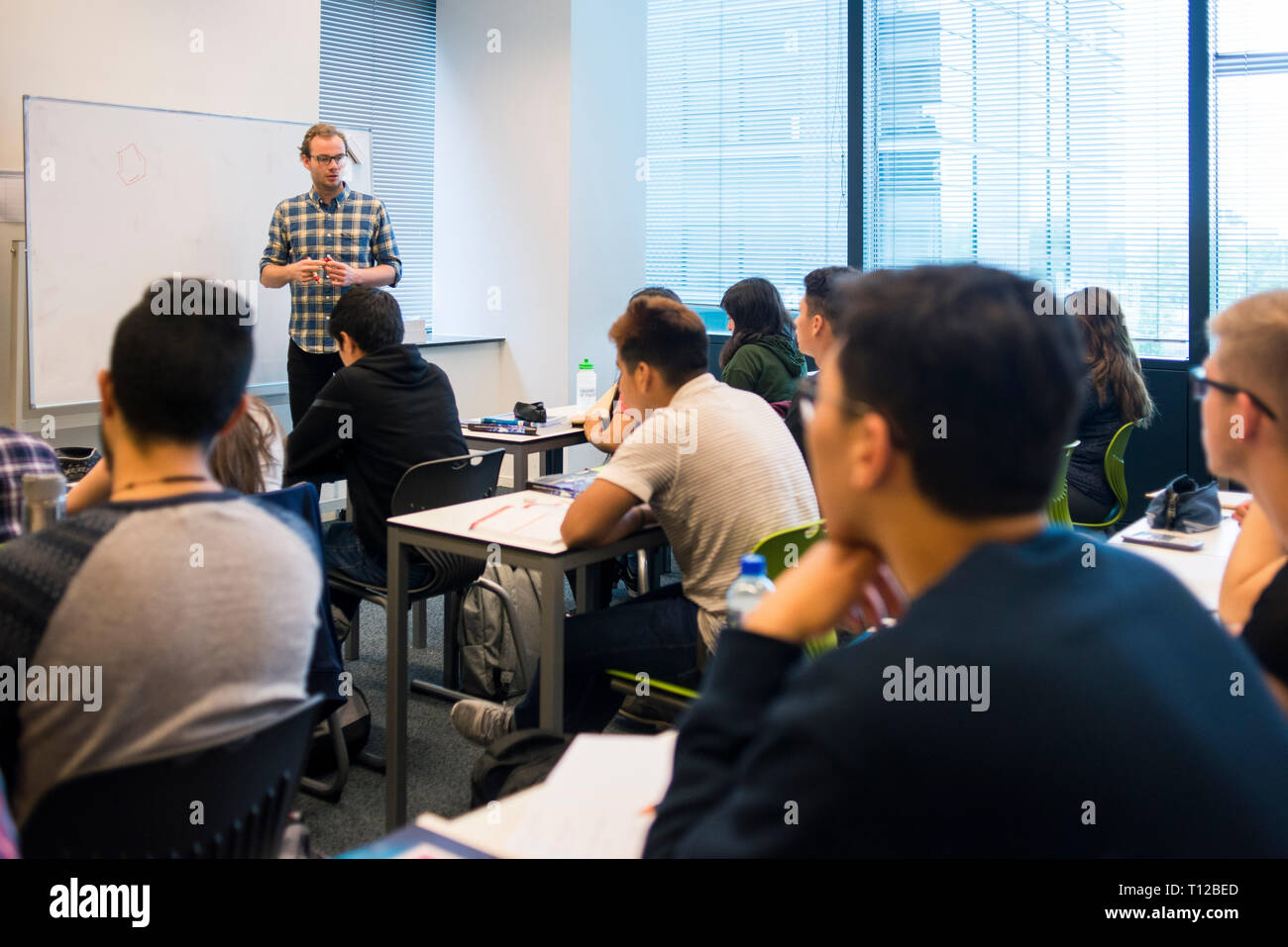A busy classroom full of multicultural students during a lesson Stock ...