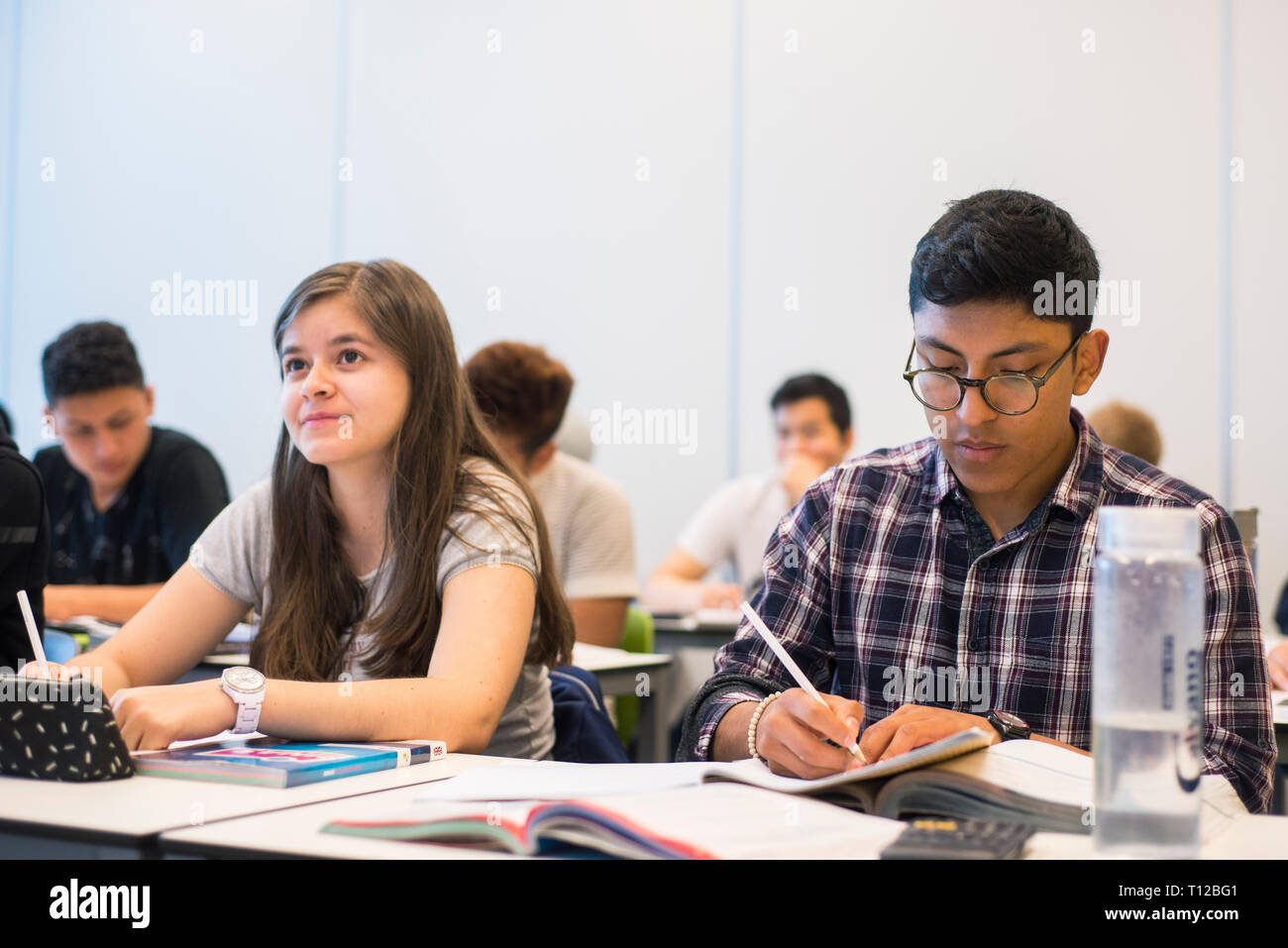 A busy classroom full of multicultural students during a lesson Stock ...