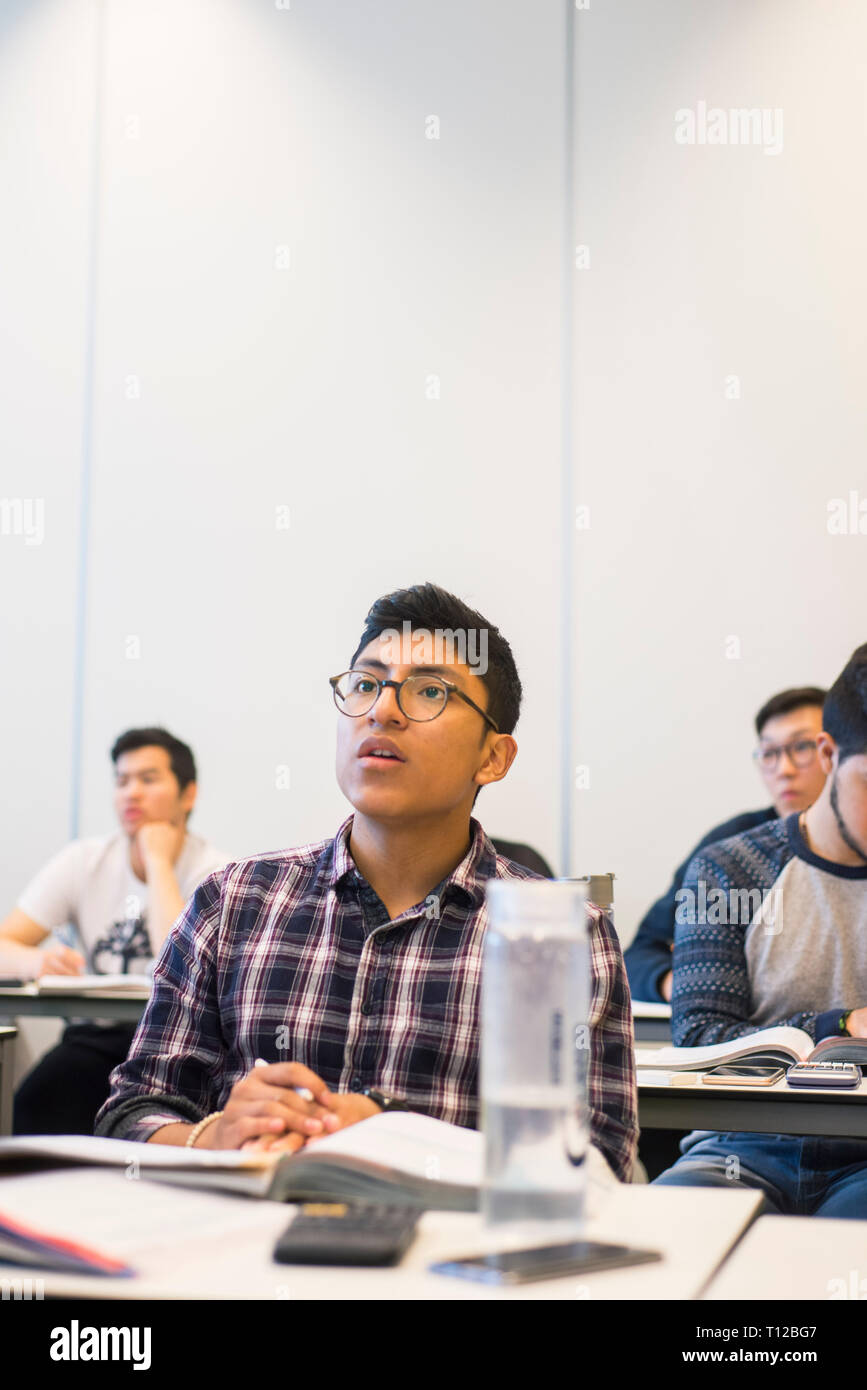 A busy classroom full of multicultural students during a lesson Stock ...