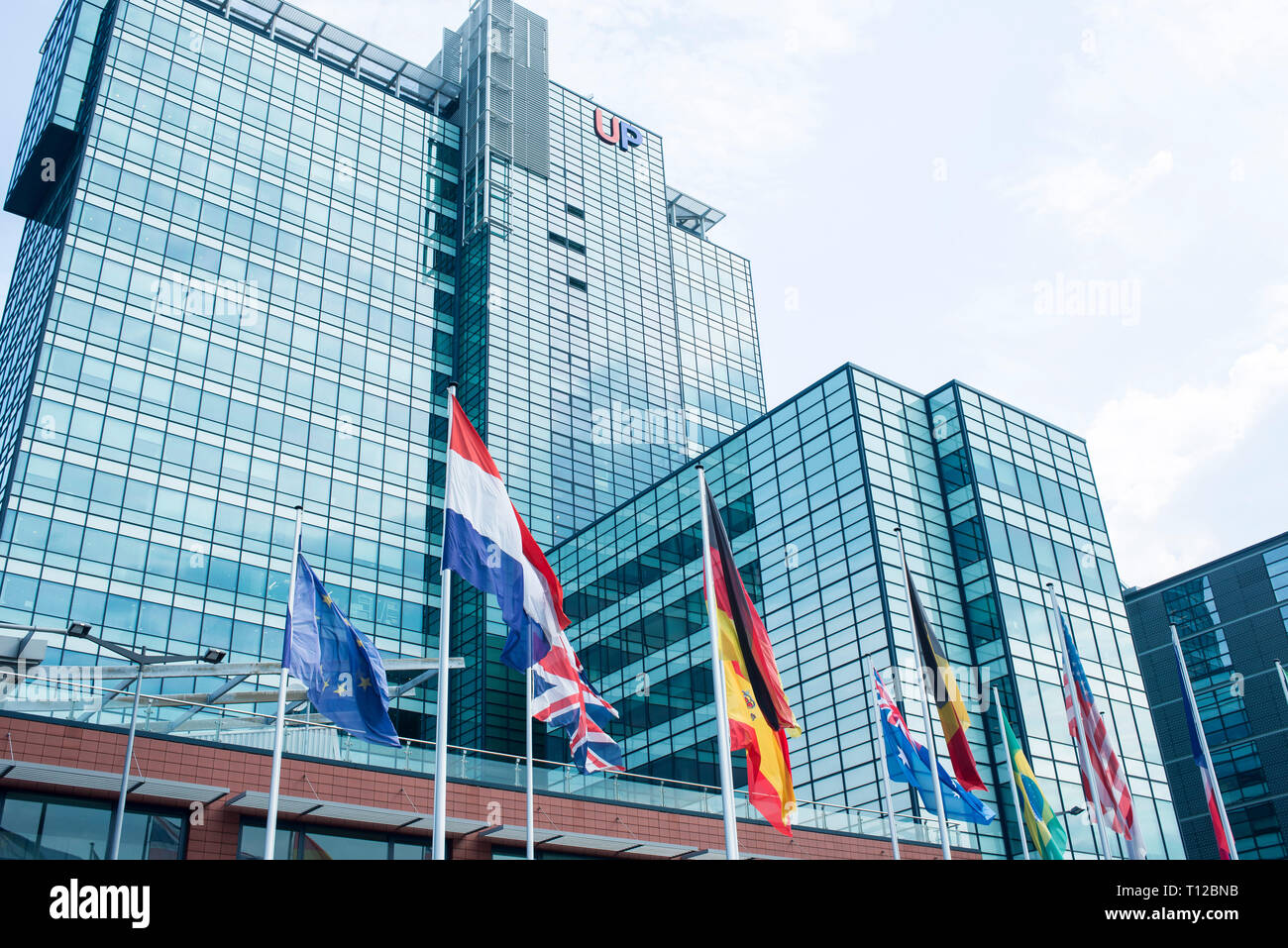 Pictures of the outside of the Up Office modern glass business building ...