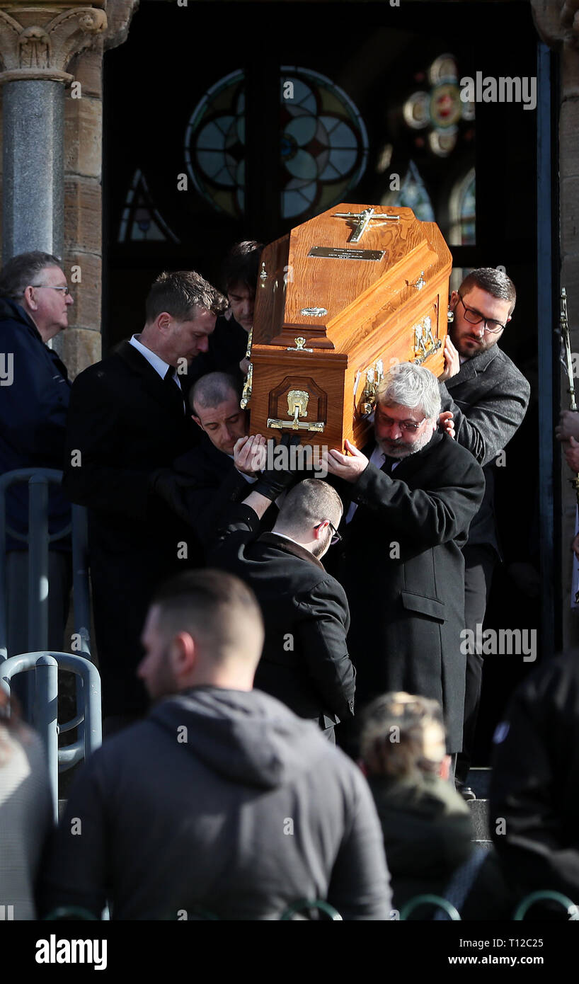 The coffin of Carlingford drowning victim Ruth Maguire is carried from ...