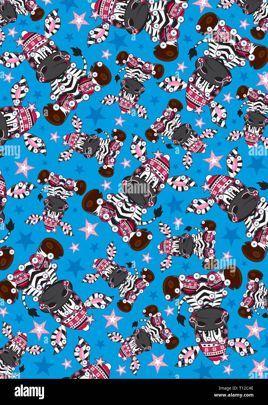 Cute Cartoon Bobble Hat Zebra Pattern Stock Vector Image & Art - Alamy