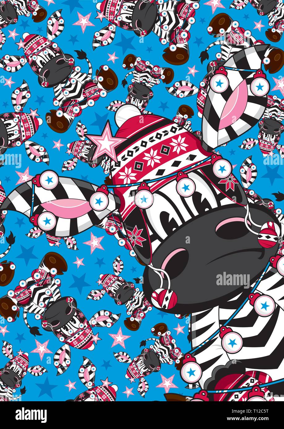 Cute Cartoon Bobble Hat Zebra Pattern Stock Vector Image & Art - Alamy