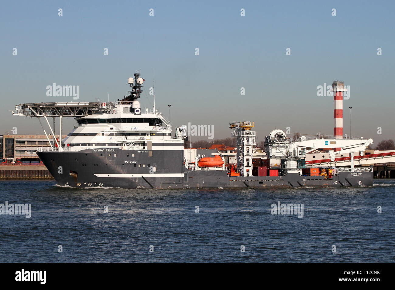 The offshore supply vessel Olympic Delta is leaving the port of ...