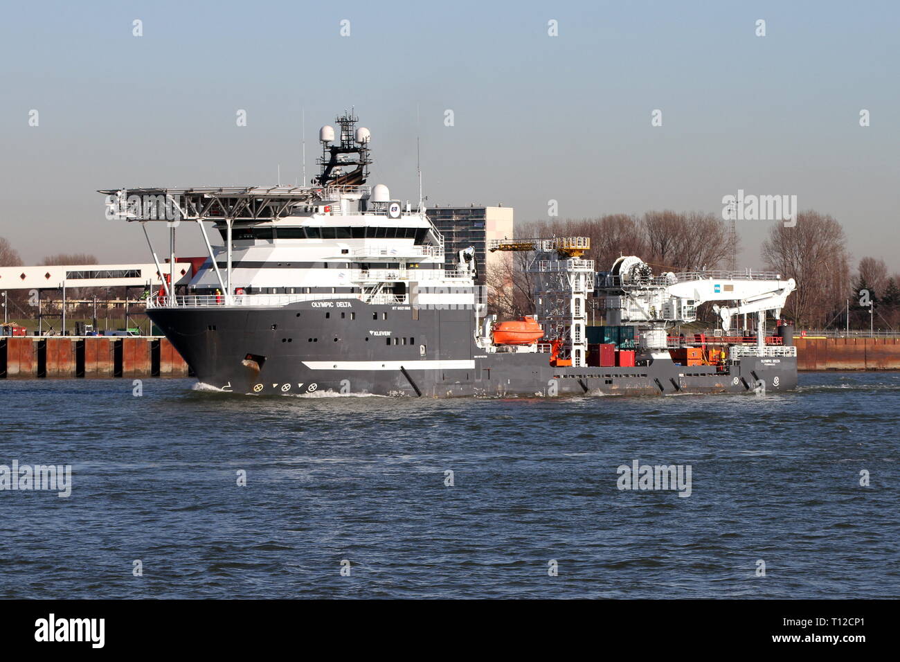 The offshore supply vessel Olympic Delta is leaving the port of ...