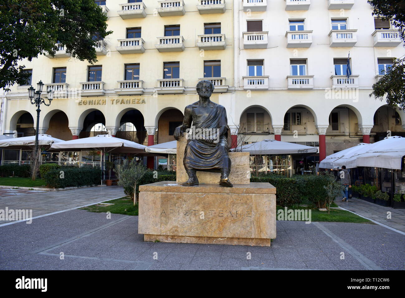 Bronze statue of Aristotle, Aristotelous square, Thessaloniki, Greece ...