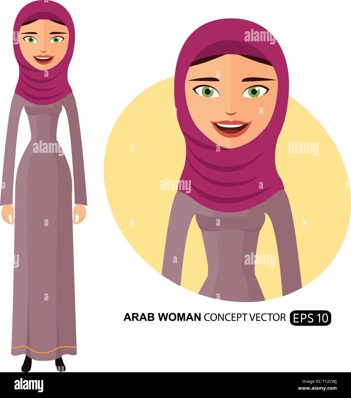 Arab woman happy character cartoon flat vector isolated on white eps 10 ...