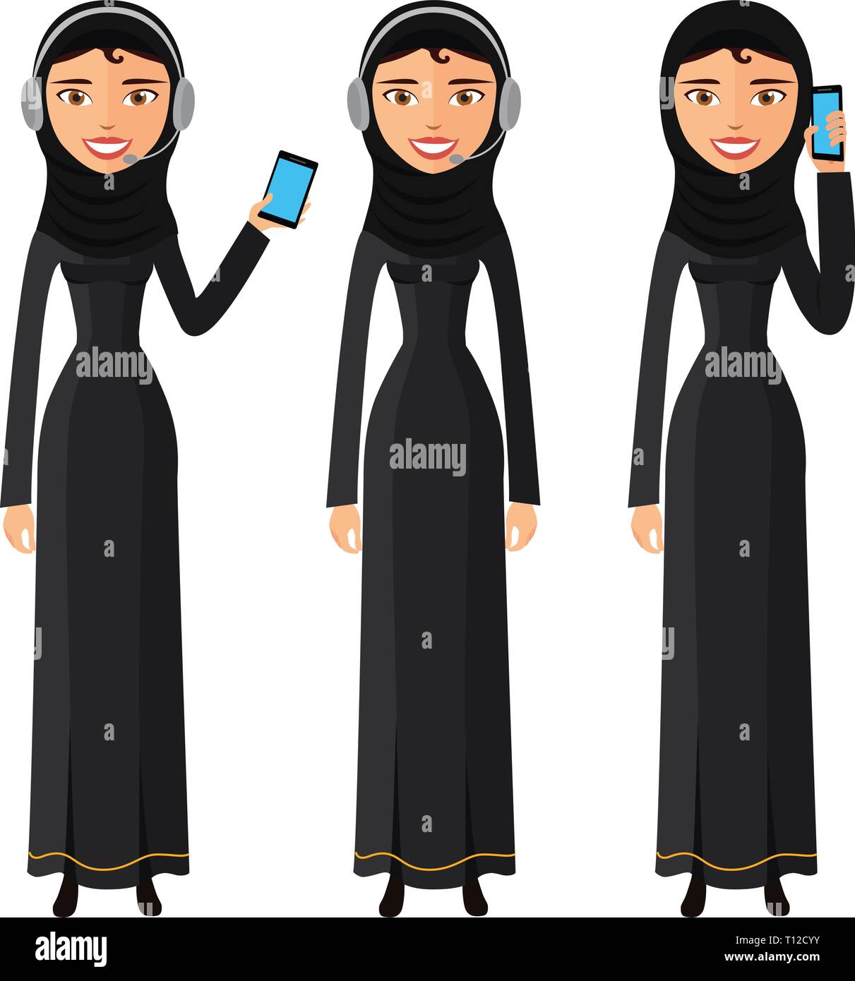 Arab woman mobile phone Stock Vector Images - Alamy