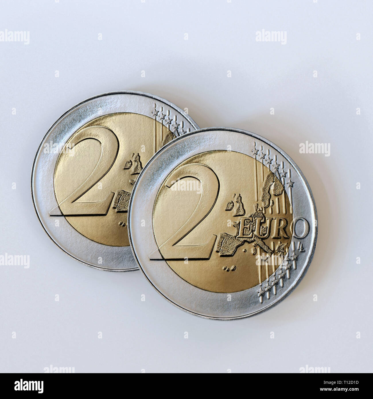 euro coins isolated on white background 3d illustrastion Stock Photo ...