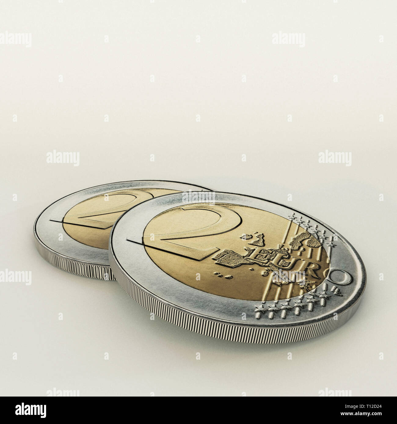 euro coins isolated on white background 3d illustrastion Stock Photo ...