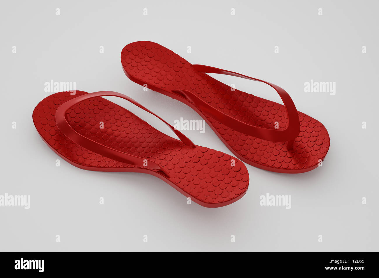 red flip-flops isolated on white background 3d illustration Stock Photo ...