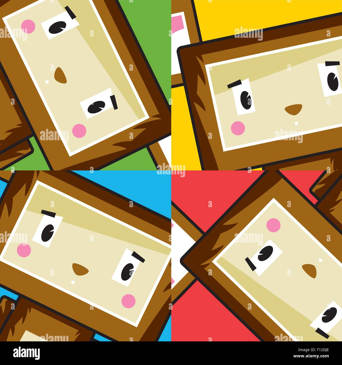 Cute Cartoon Block Bear Character Stock Vector Image & Art - Alamy