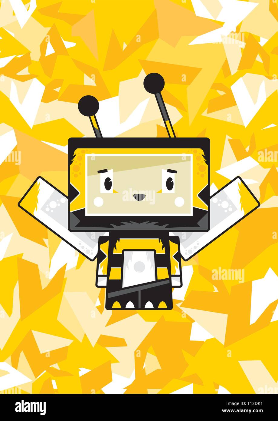 Cute Cartoon Block Honey Bee on a Camouflaged Background Stock Vector ...