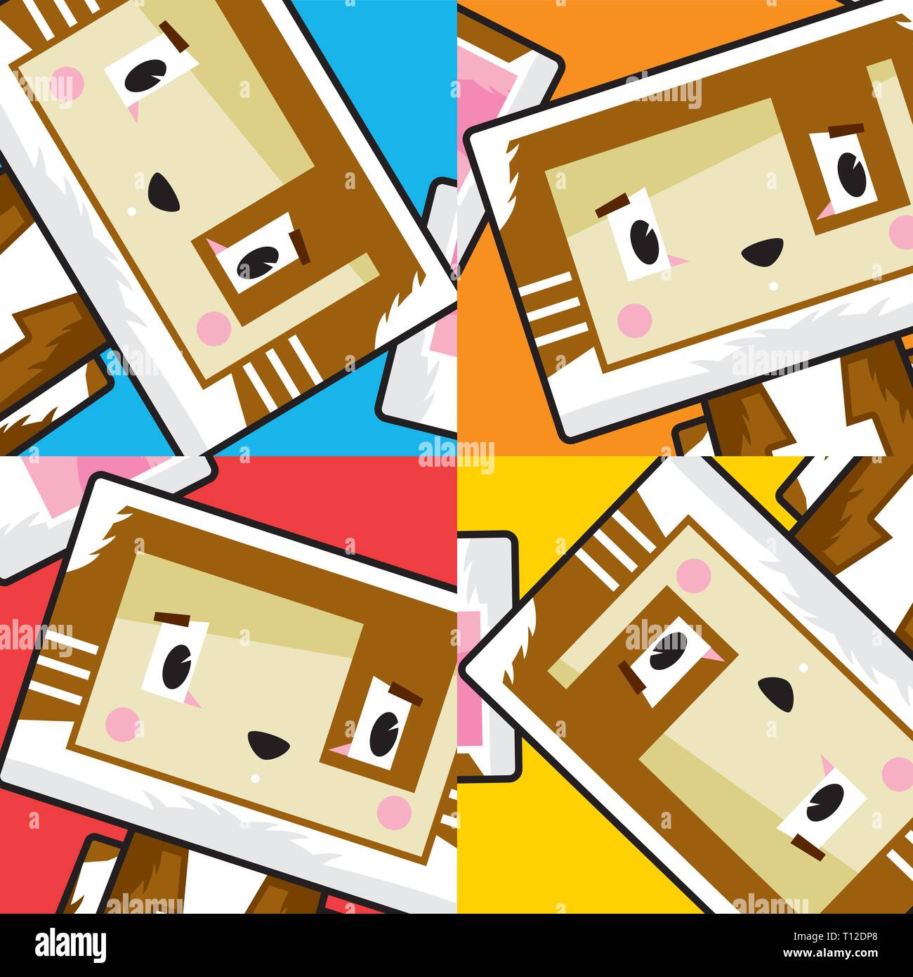 Cute Cartoon Block Puppy Dog Character Stock Vector Image & Art - Alamy