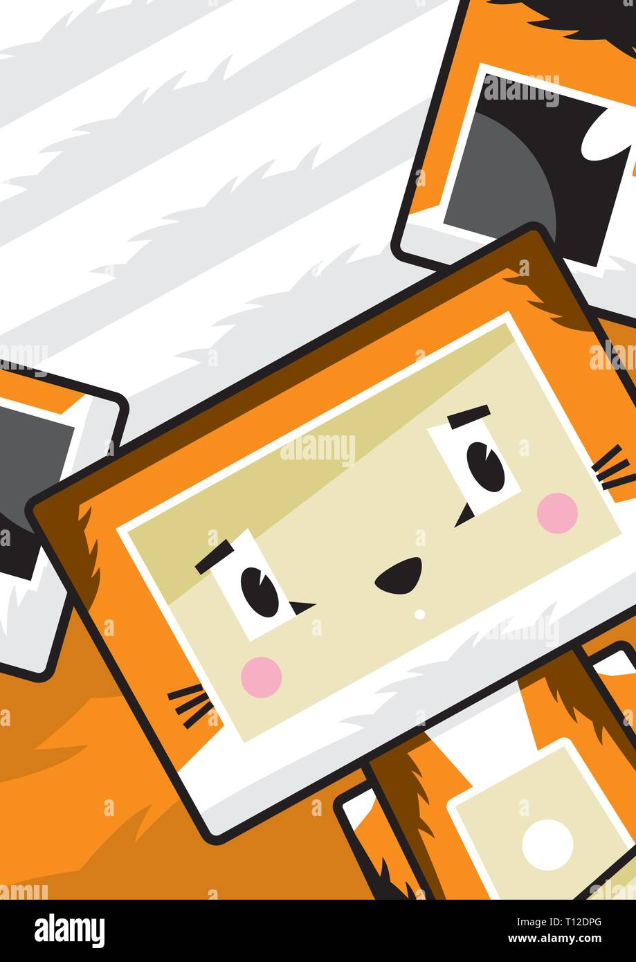 Cute Cartoon Block Fox Character Stock Vector Image & Art - Alamy