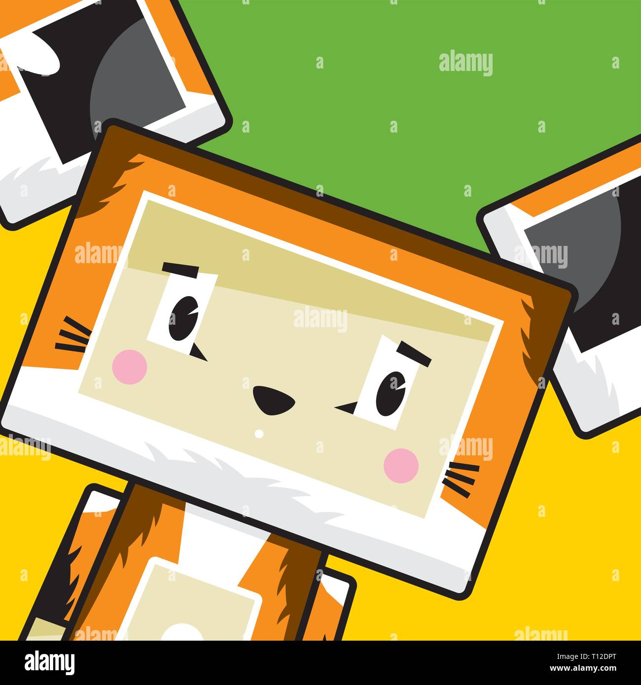 Cute Cartoon Block Fox Character Stock Vector Image & Art - Alamy