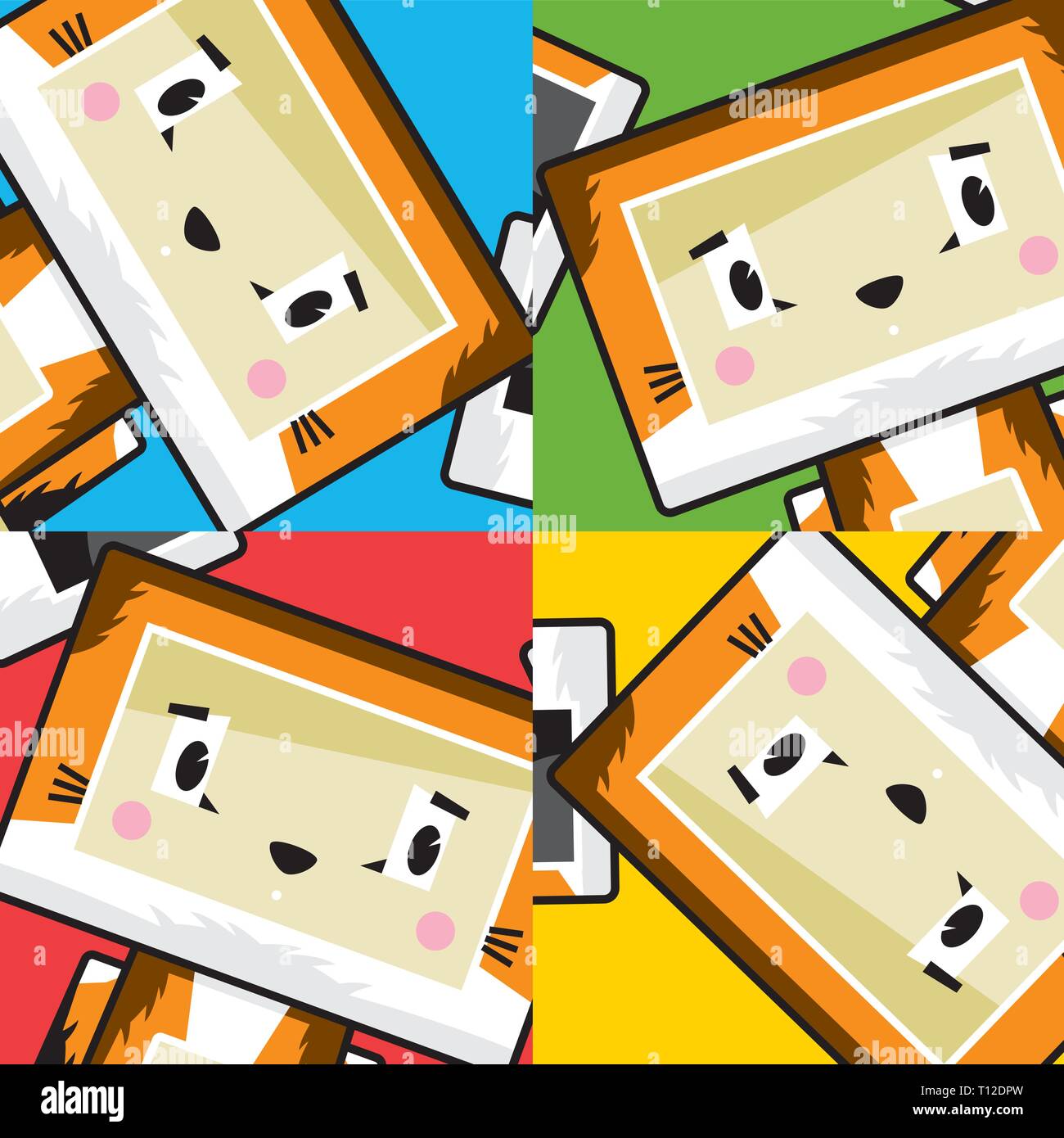 Cute Cartoon Block Fox Character Stock Vector Image & Art - Alamy