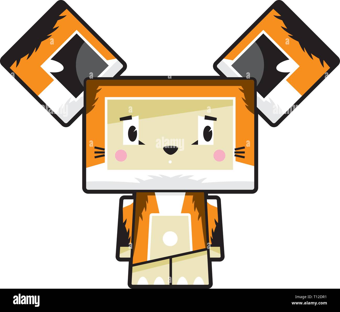 Cute Cartoon Block Fox Character Stock Vector Image & Art - Alamy